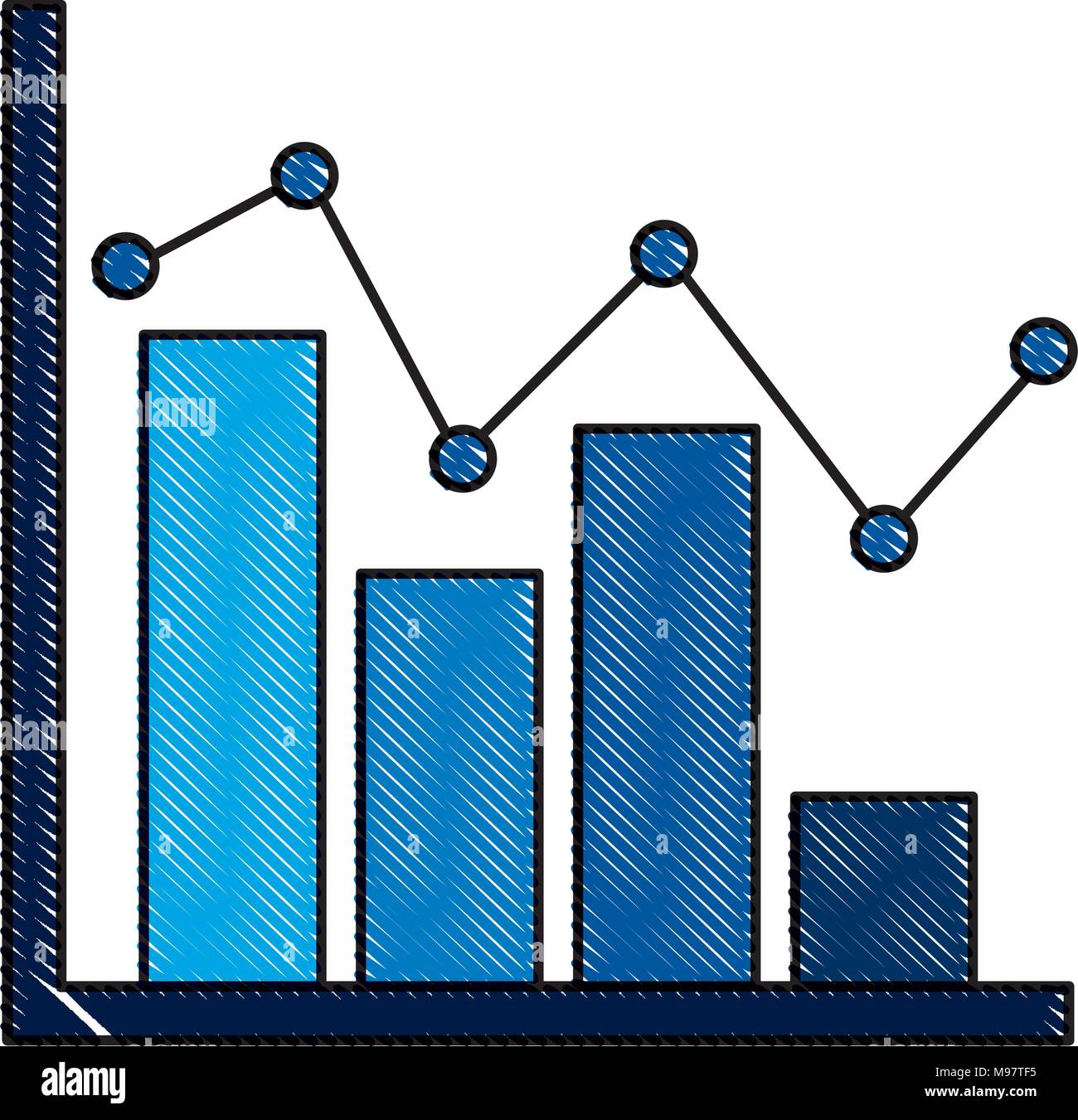 statistic bar graph pointed line strategic scheme Stock Vector Image ...