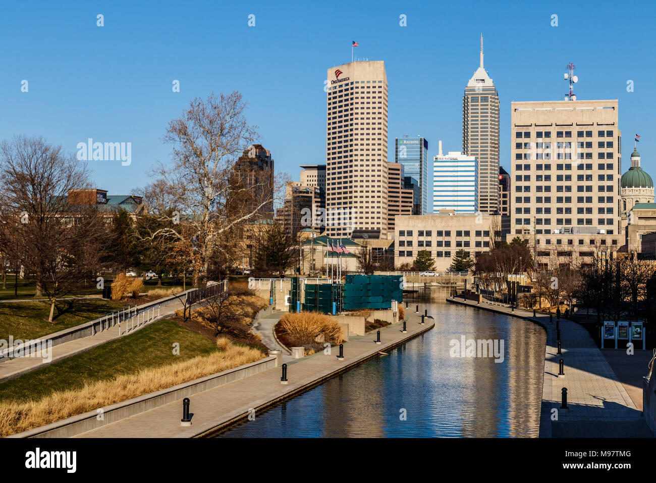 Indianapolis - Circa March 2018: Indy Downtown Skyline on a Sunny Day ...