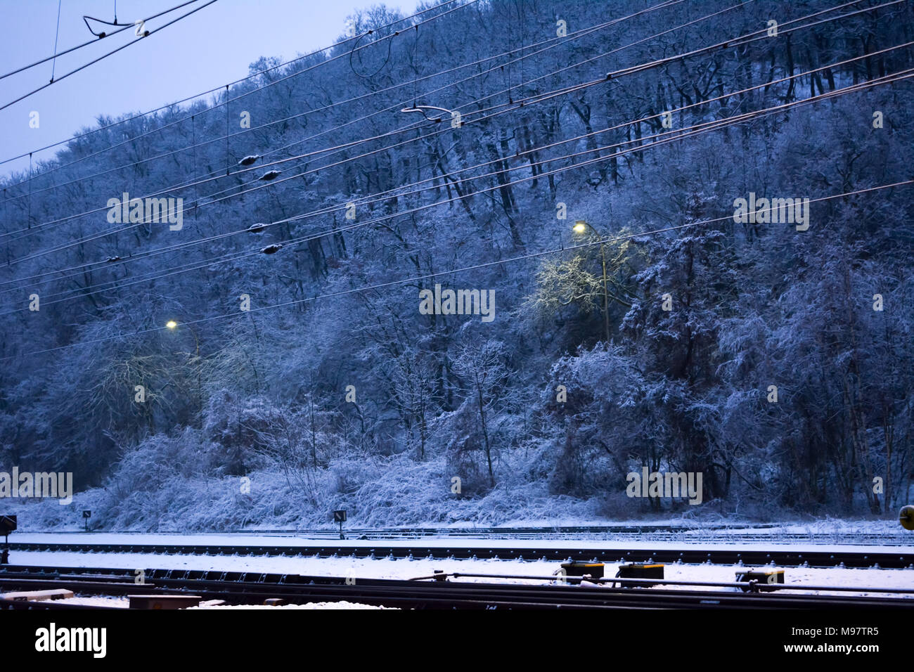 Beautiful train railway with snow hi-res stock photography and images ...