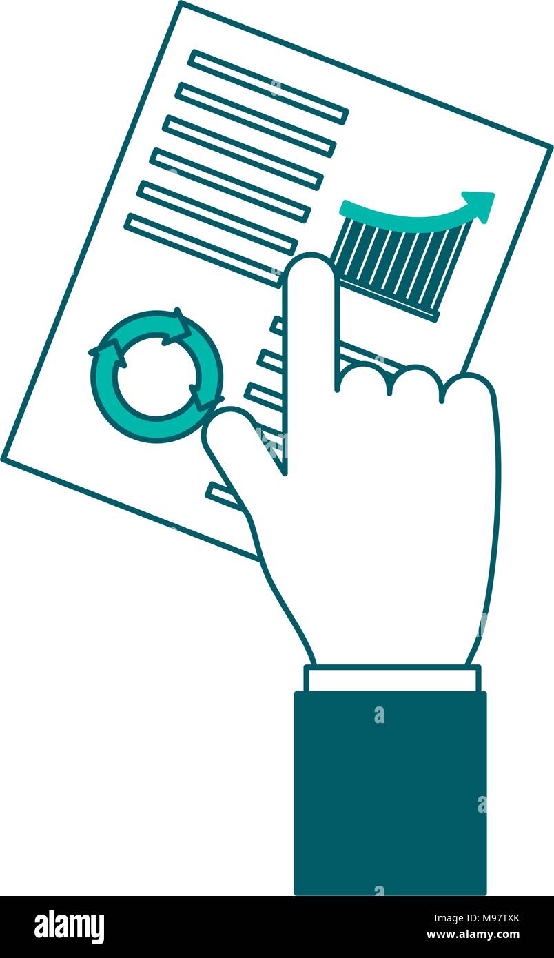 hand pointing on paper statistics graph document Stock Vector Image ...