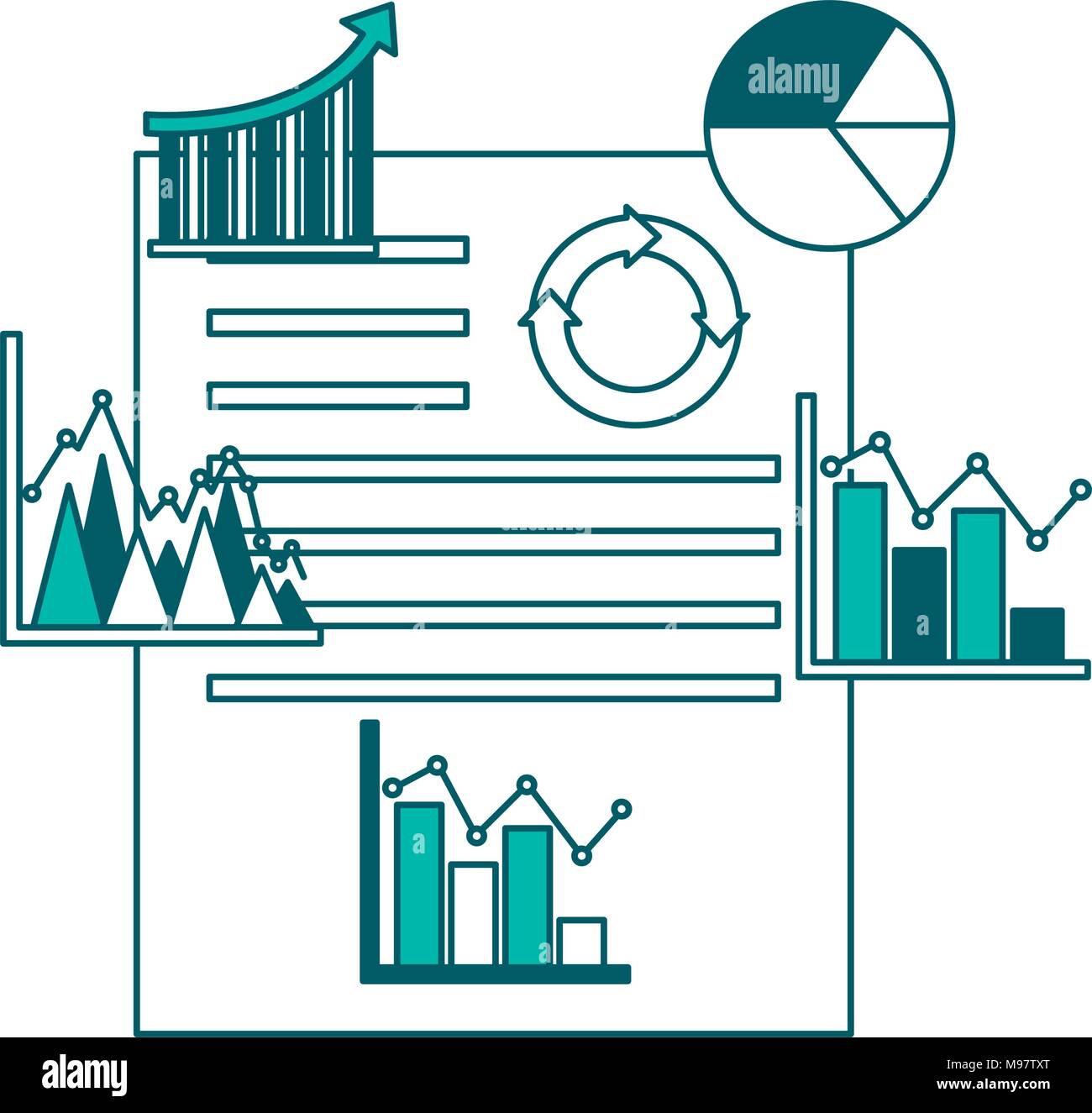work document business with diagram graphs chart arrow 3d Stock Vector ...