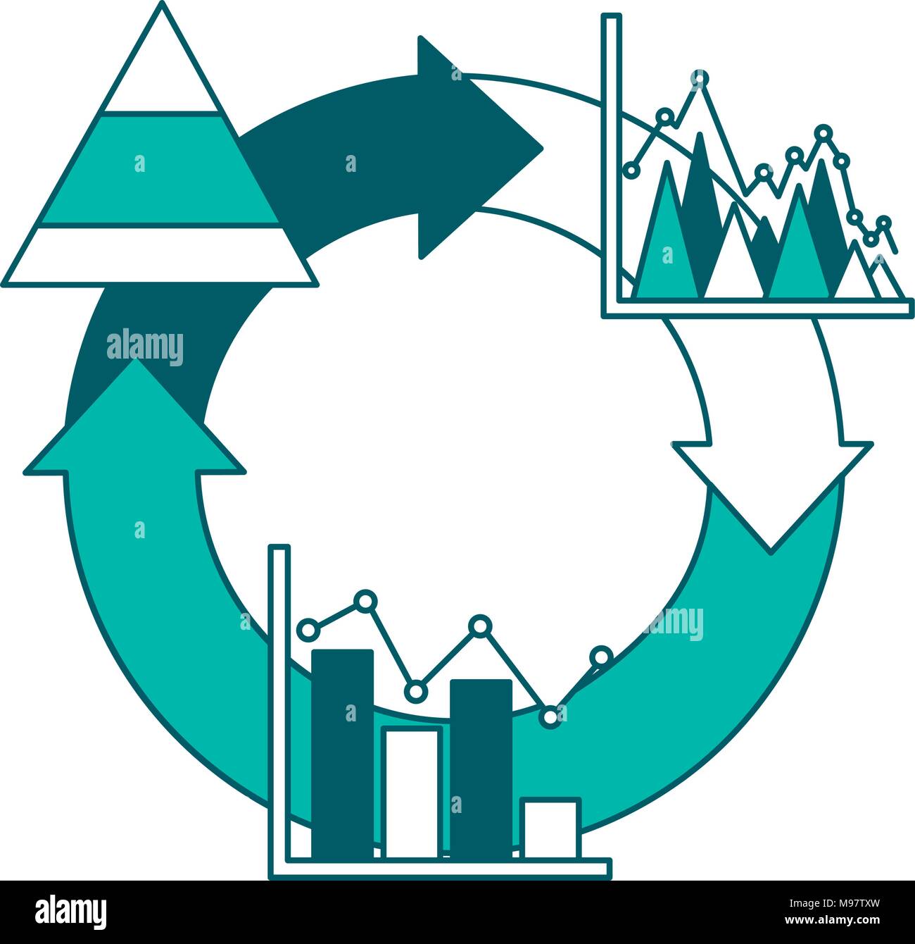 cycle arrow diagram bar graph business theme Stock Vector Image & Art ...