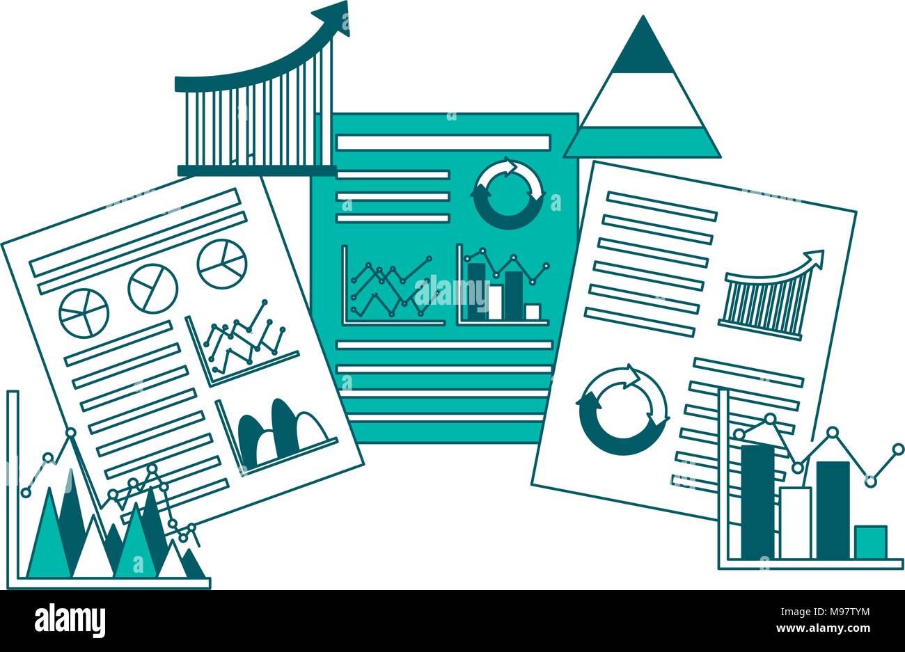 business work documents strategy plan statistics report Stock Vector ...