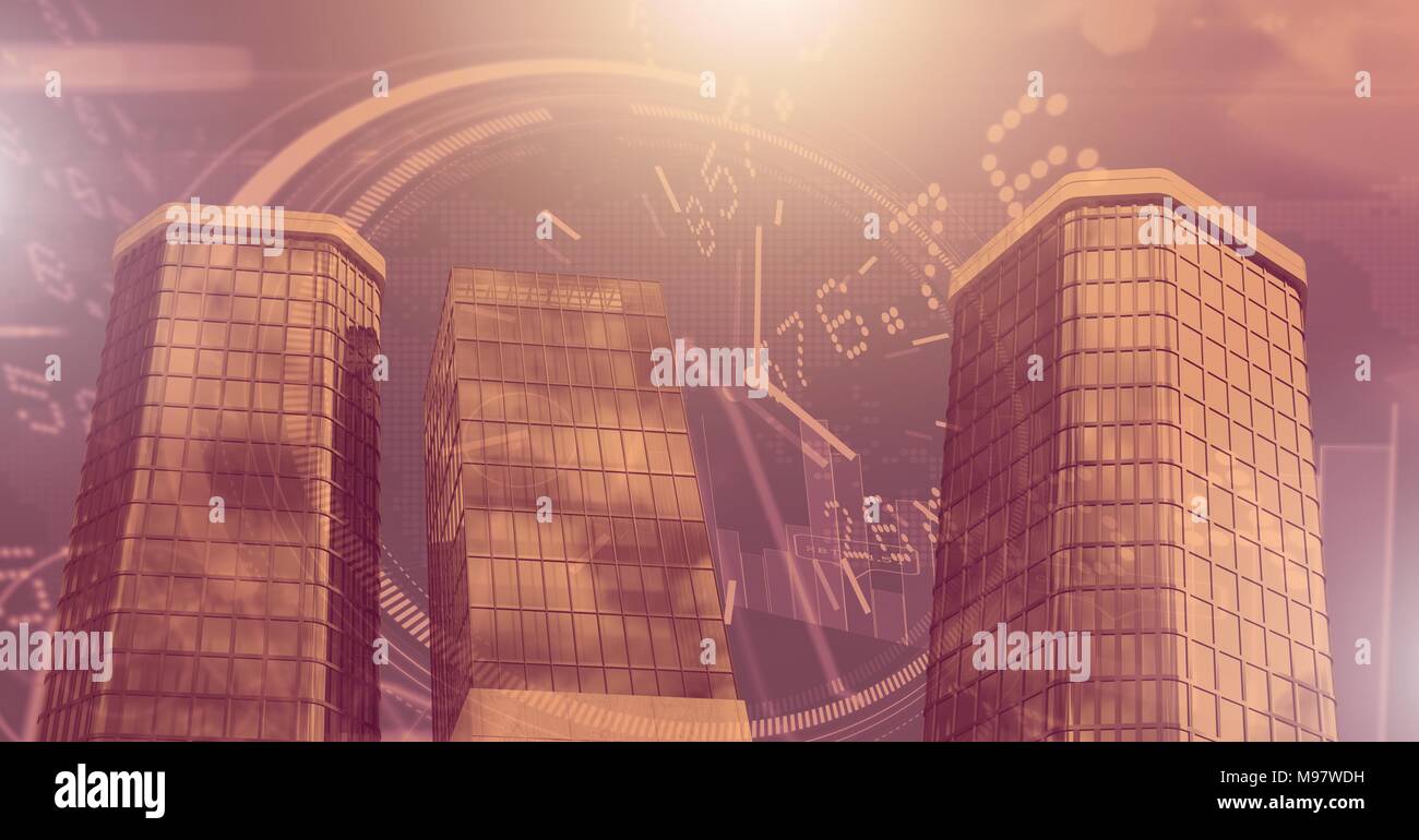 Tall buildings with economic finance background Stock Photo - Alamy