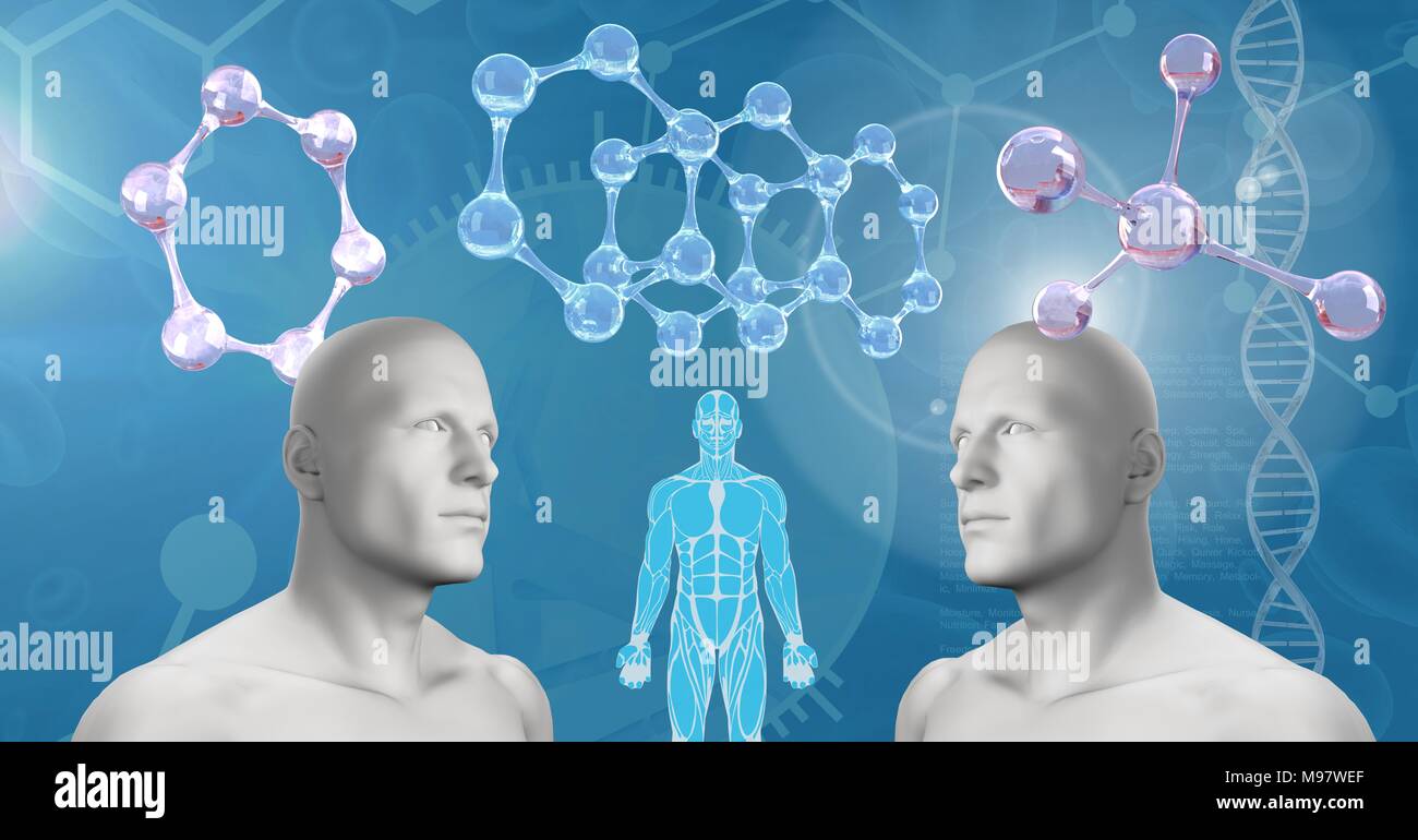Clone twin 3D men with genetic DNA Stock Photo - Alamy