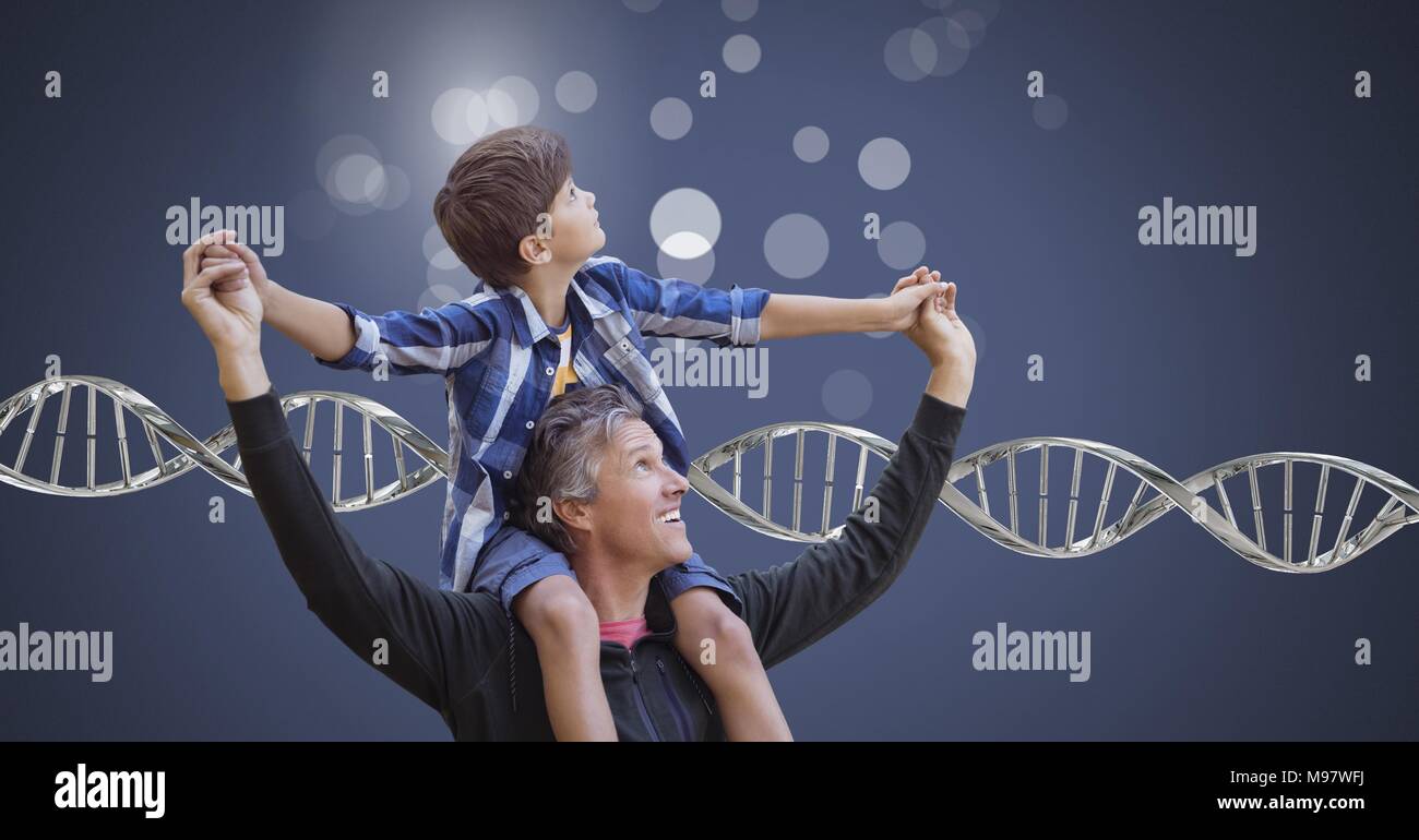 Father and son with sparkles and genetic DNA Stock Photo - Alamy