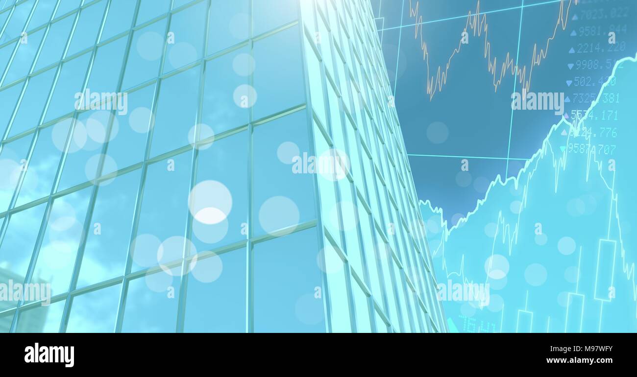 Tall buildings with economic finance background Stock Photo - Alamy