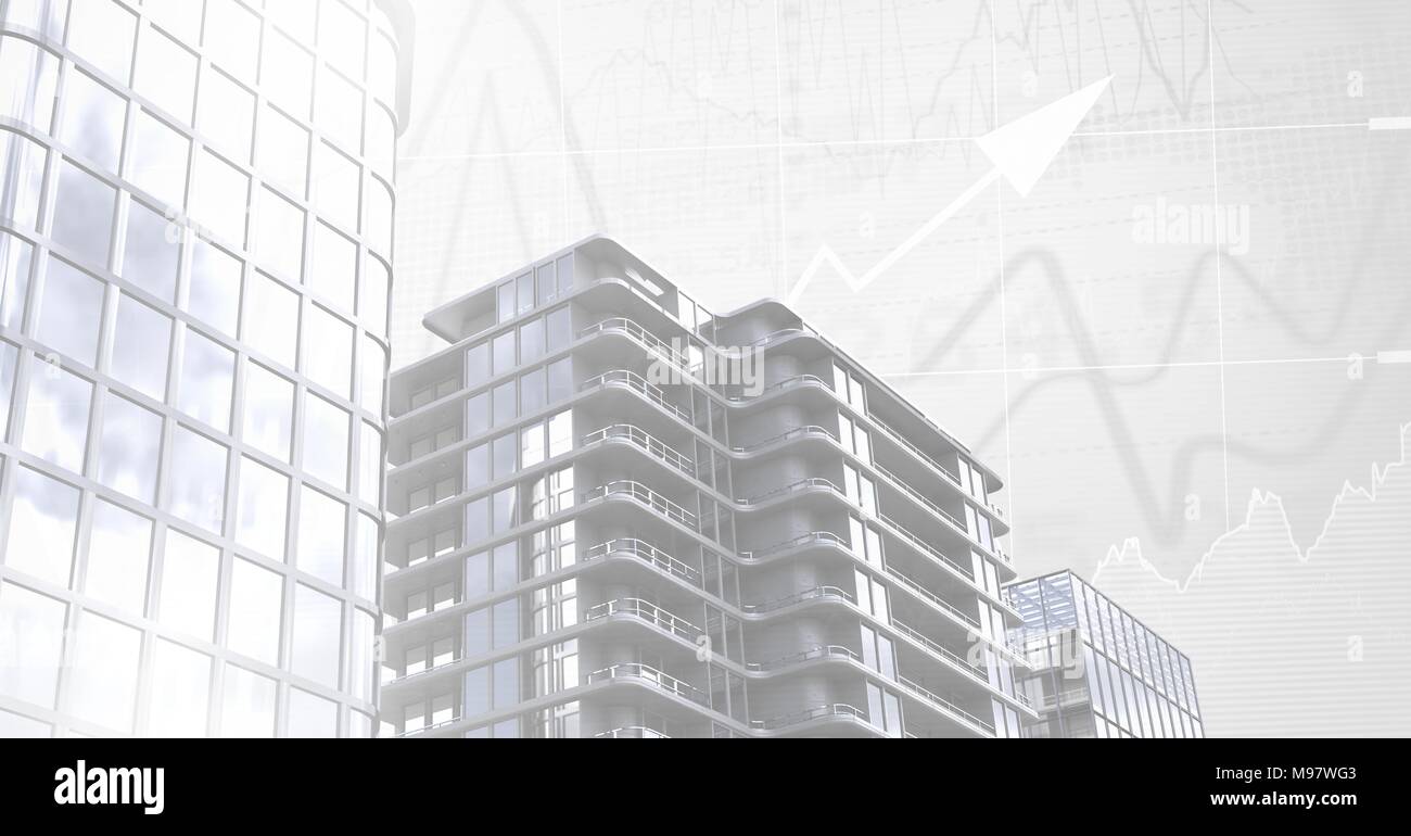 Tall buildings with chart scales background Stock Photo - Alamy