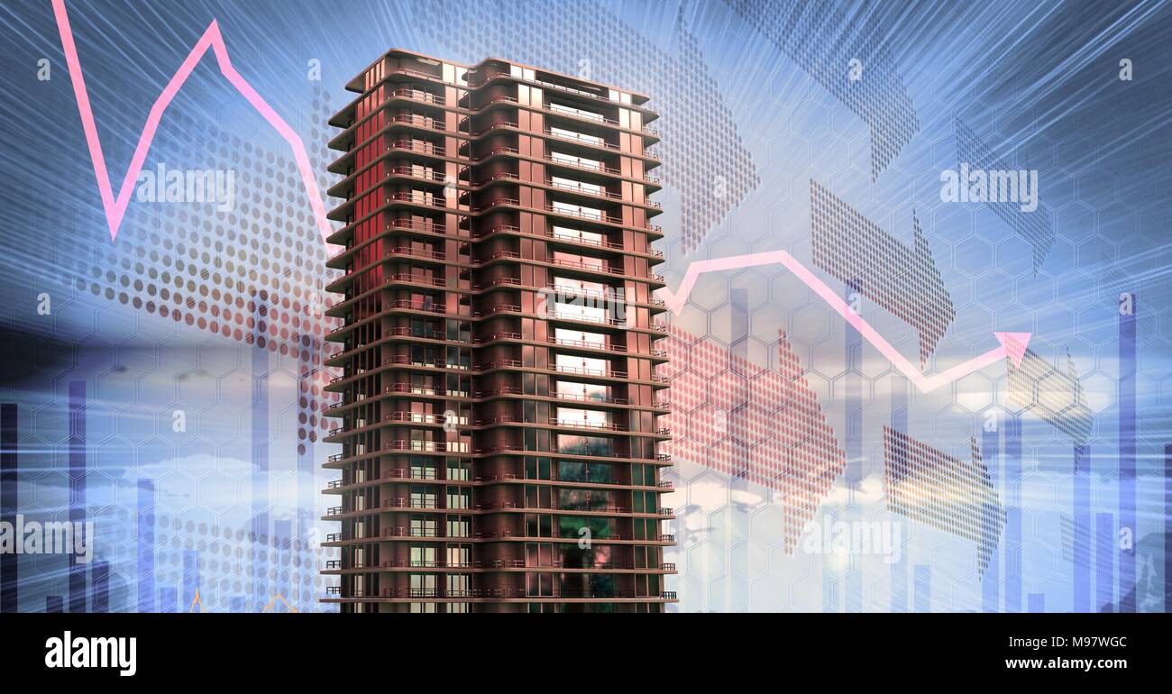 Tall building with economic finance background Stock Photo - Alamy