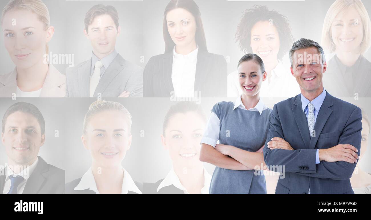 Business people with portrait profiles of different people in ...