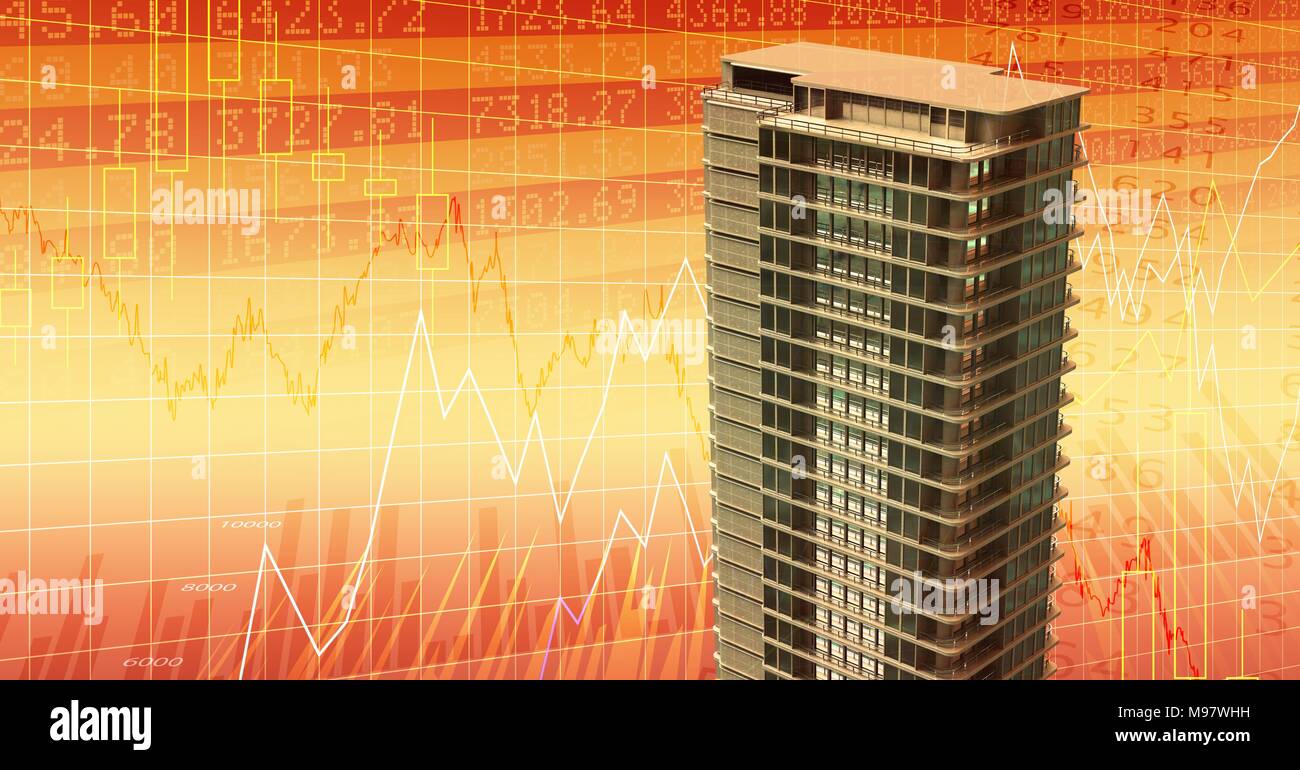 Tall buildings with economic finance background Stock Photo - Alamy