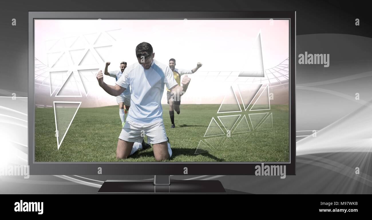 soccer players celebrating on television Stock Photo - Alamy