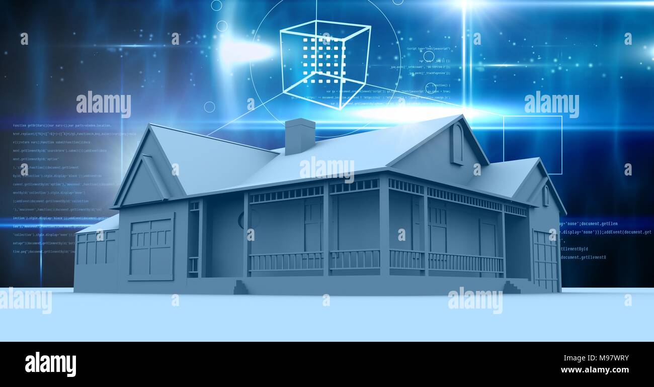 House with sky interface glowing Stock Photo - Alamy