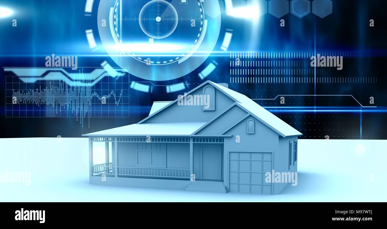 House with sky interface glowing Stock Photo - Alamy