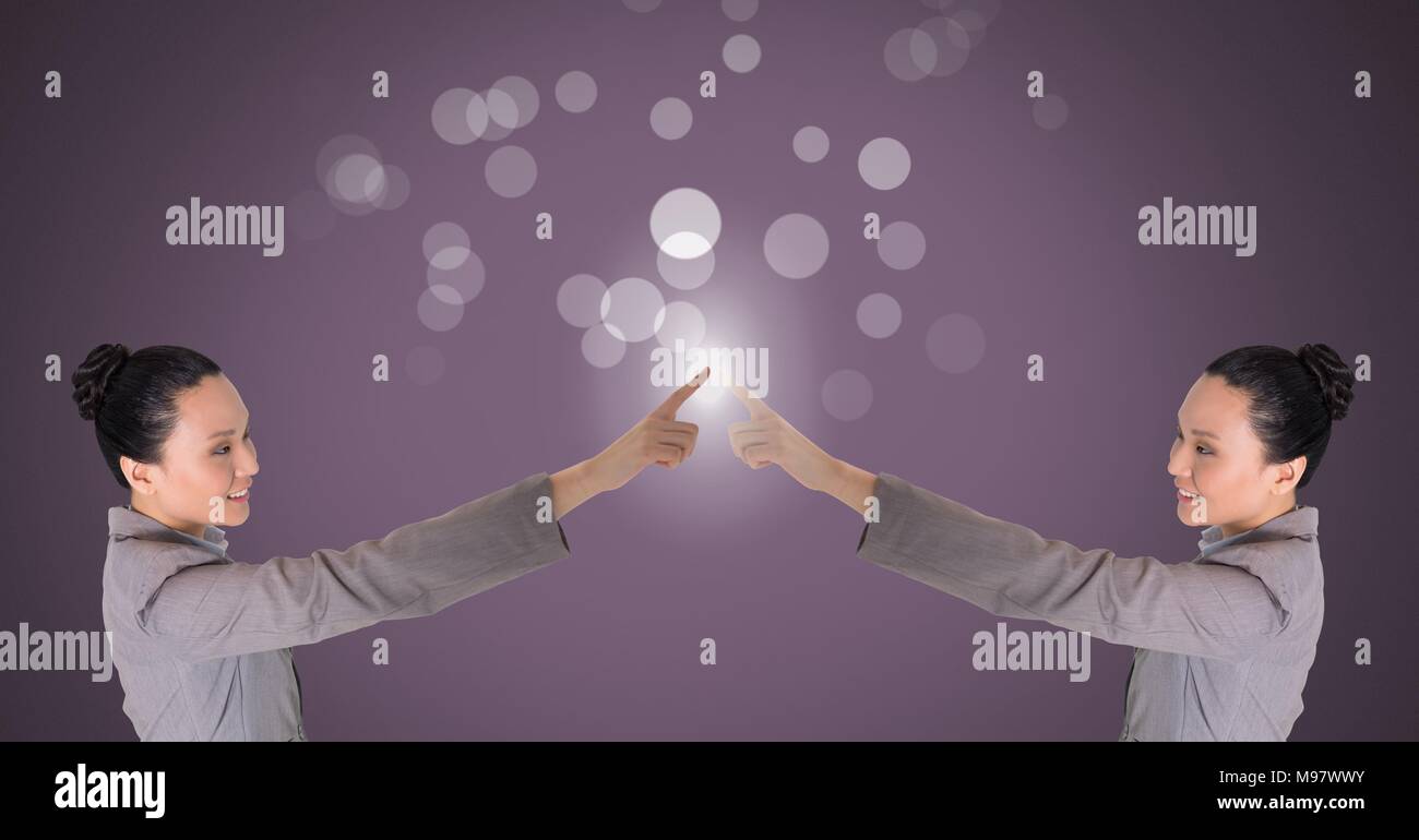 Clone twin woman touching herself with sparkles Stock Photo - Alamy