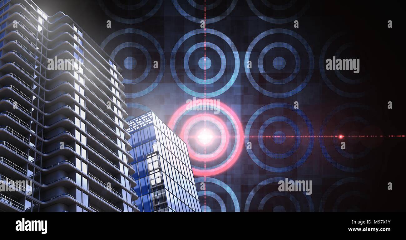 Tall buildings with target circles Stock Photo - Alamy