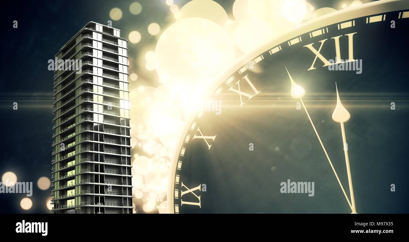 Tall building with clock Stock Photo - Alamy