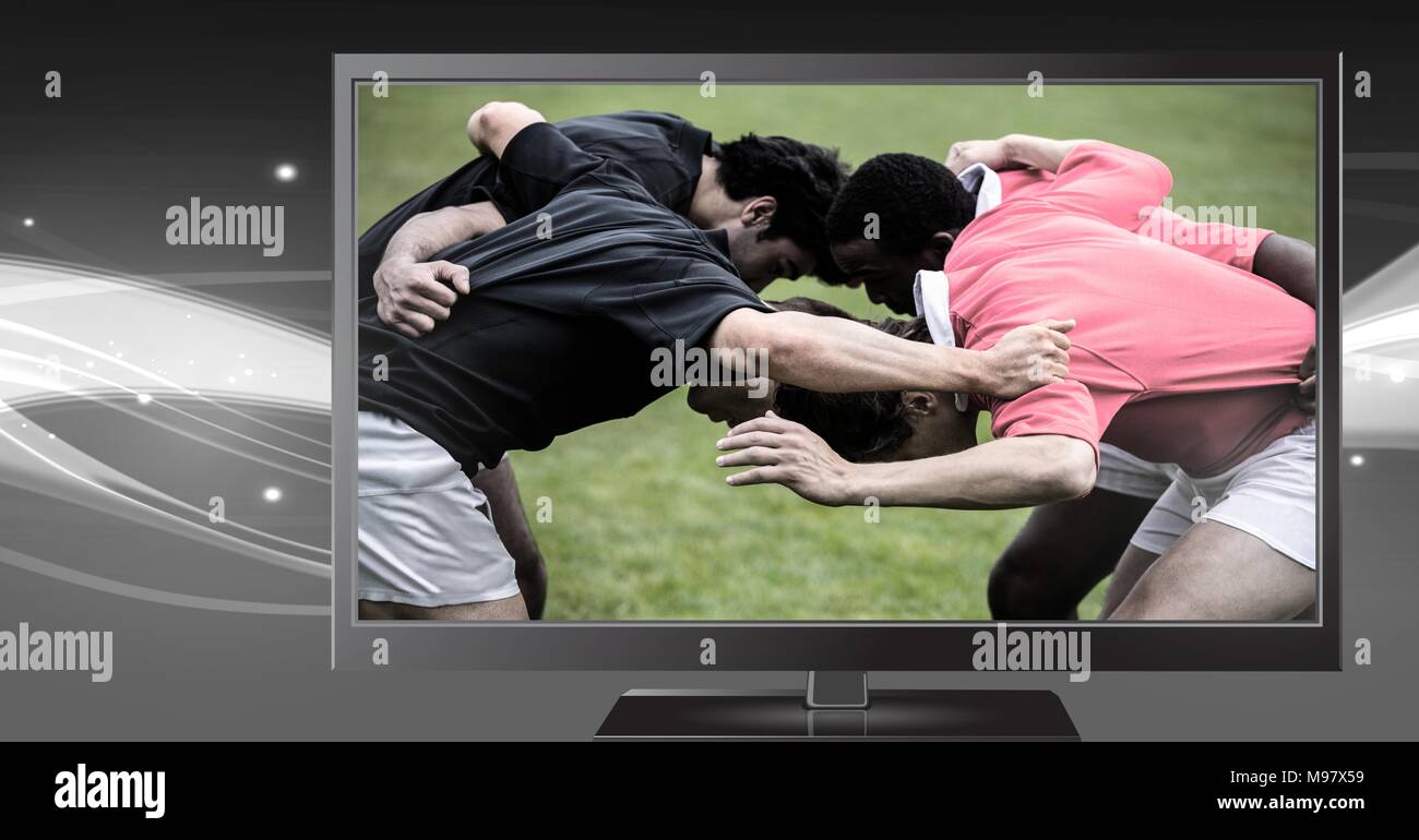 rugby players on television Stock Photo - Alamy
