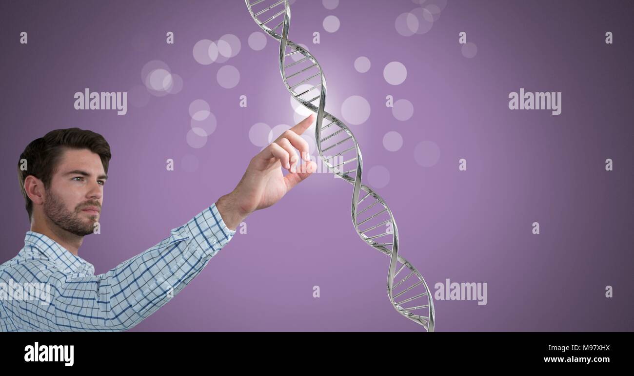 man touching genetic DNA and sparkles Stock Photo - Alamy