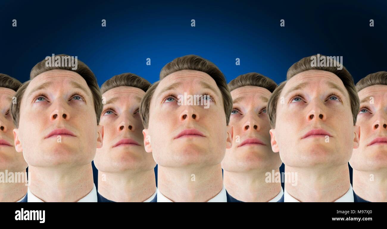 Clone men in row Stock Photo - Alamy