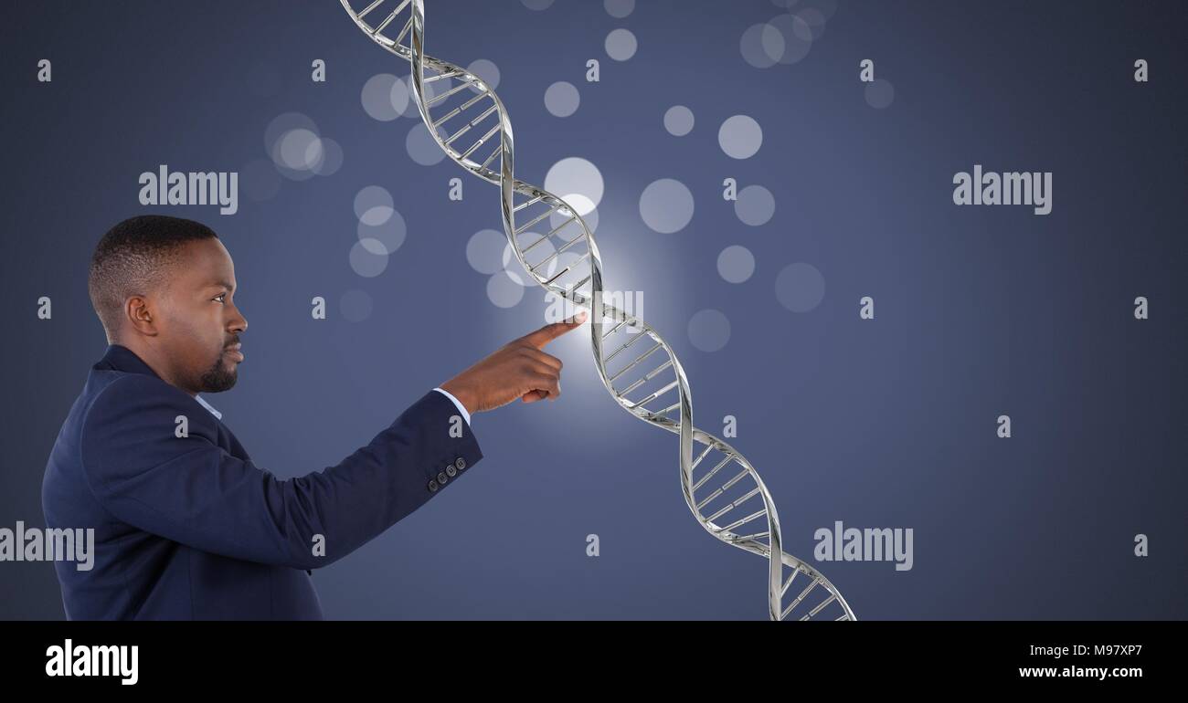 man touching genetic DNA and sparkles Stock Photo - Alamy