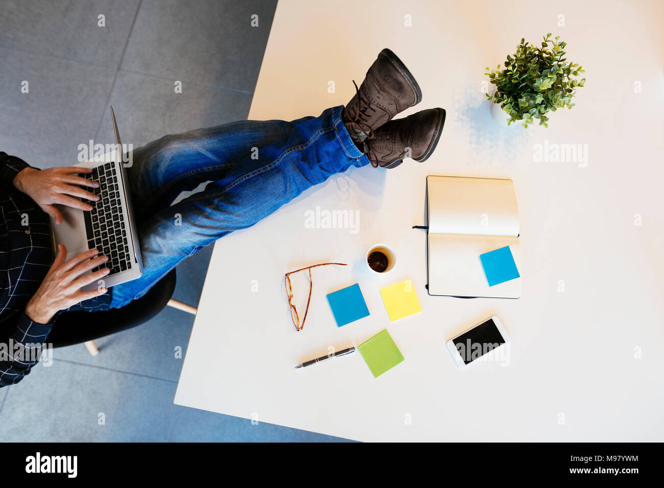 Feet on desk hi-res stock photography and images - Alamy