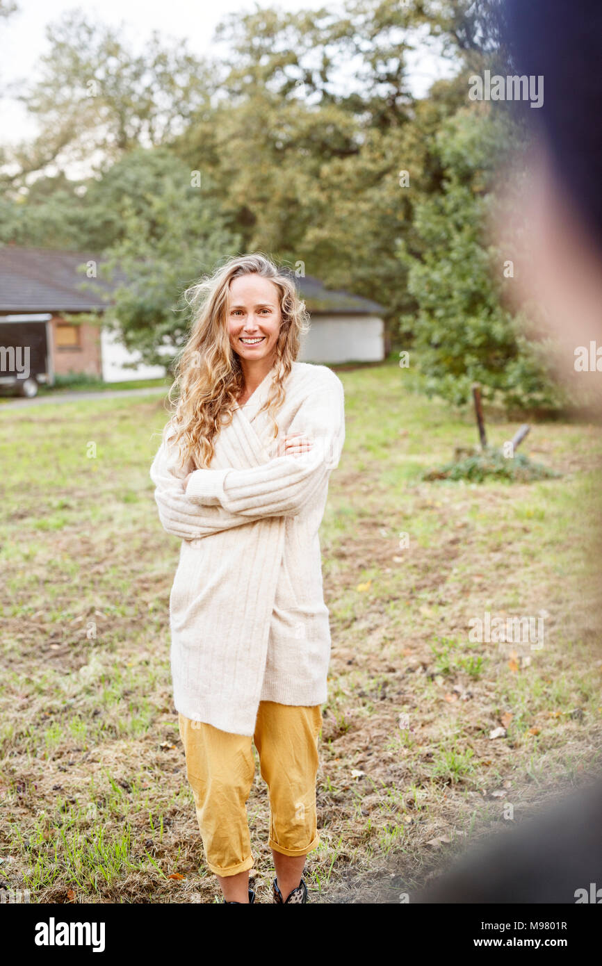 Two happy young women rural landscape looking view hi-res stock ...