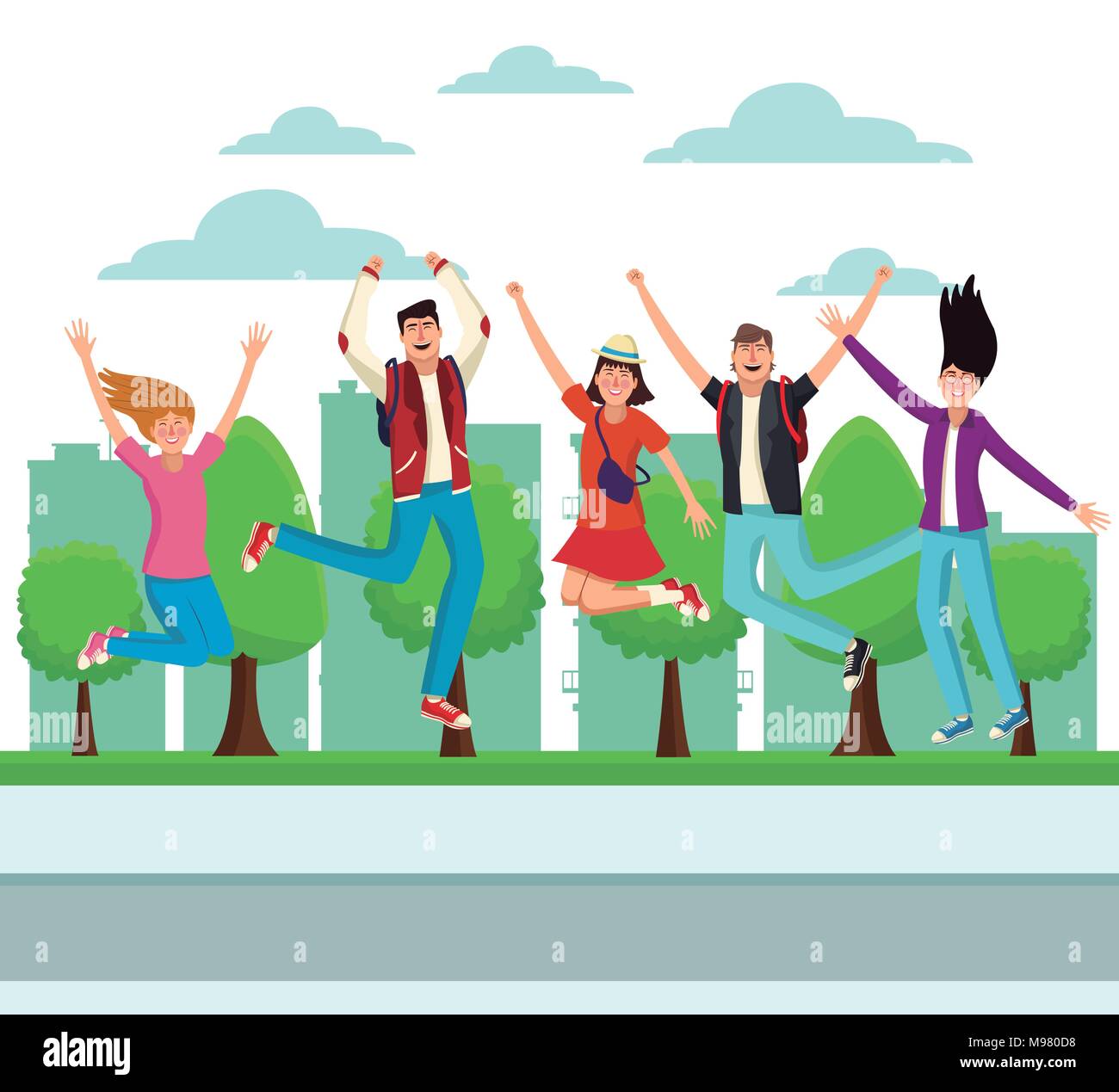 Young people jumping Stock Vector Image & Art - Alamy
