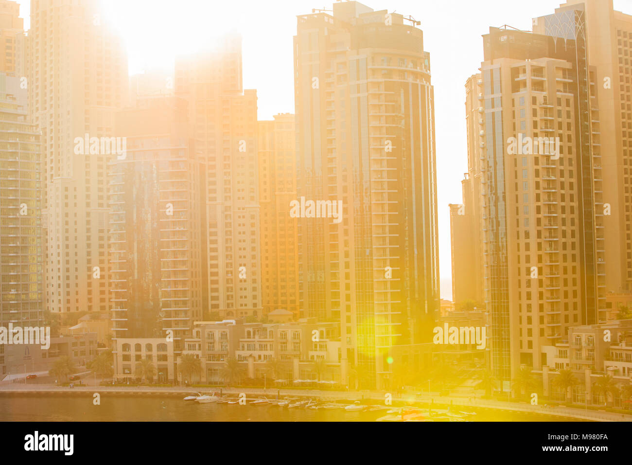 United Arab Emirates, Dubai, Dubai Marina and sun light Stock Photo - Alamy