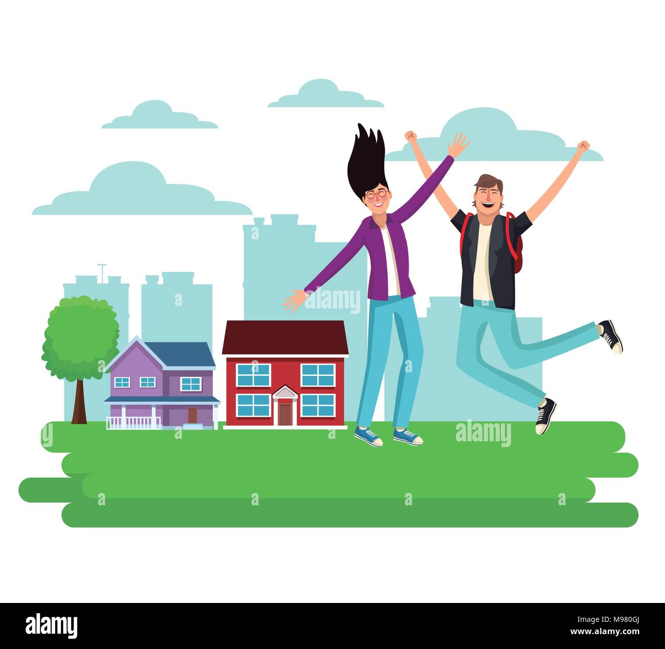 Young people jumping Stock Vector Image & Art - Alamy