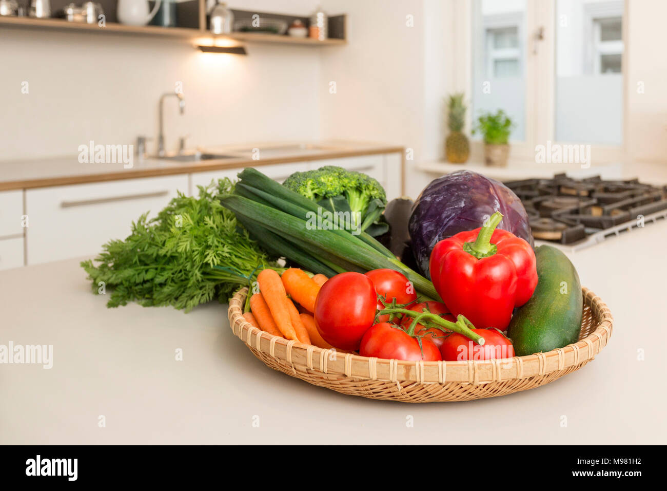 Fresh vegetable on kitchen counter Stock Photo - Alamy
