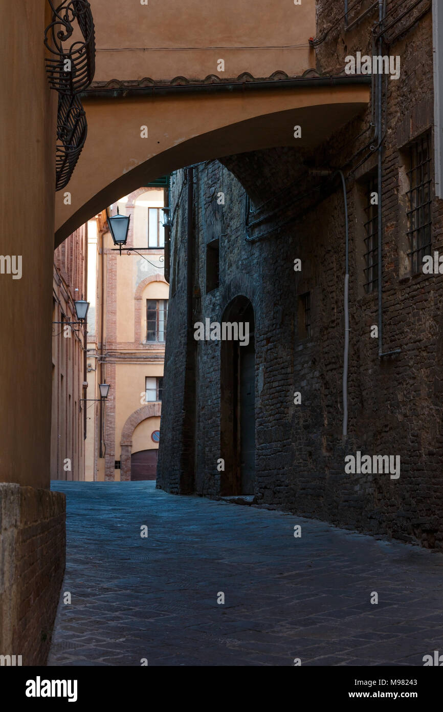 Summer Siena italian medieval town street scene, UNESCO World Heritage ...