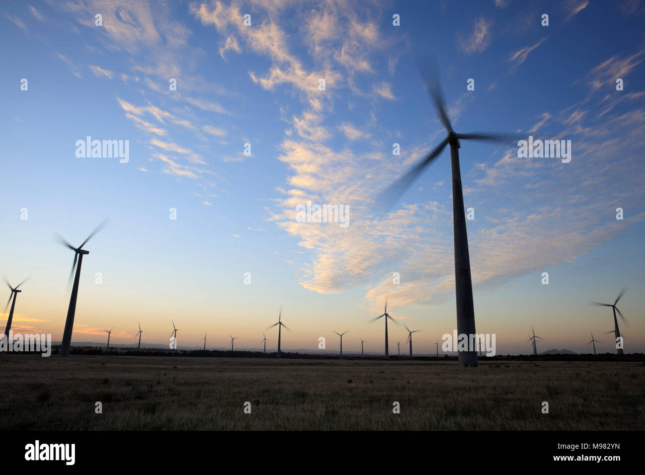 Wind farm at dusk Stock Photo - Alamy