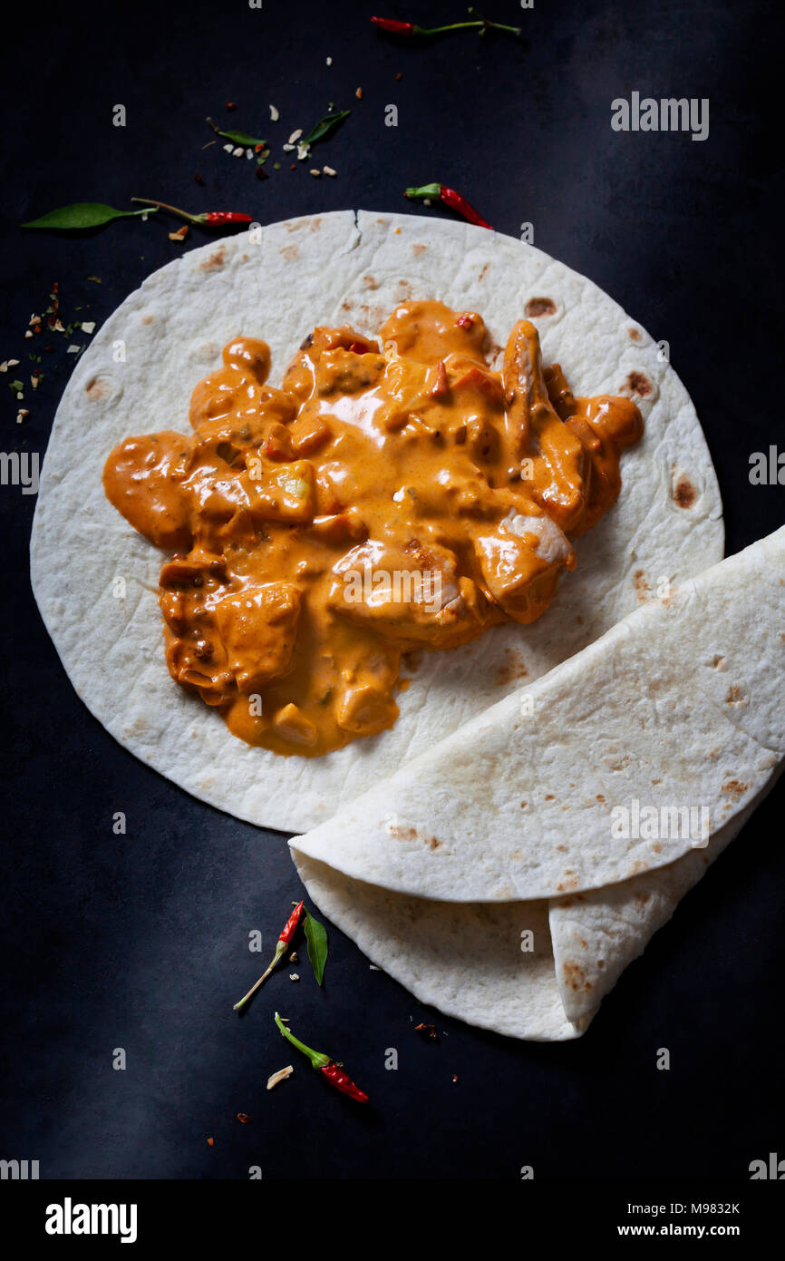 Curry dish with Chapati Stock Photo - Alamy