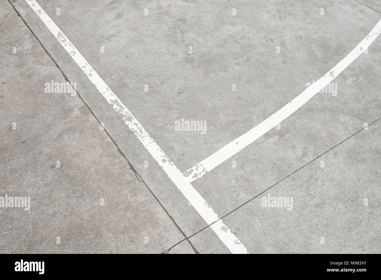 white lines on concrete floor - vintage sport field detail Stock Photo ...