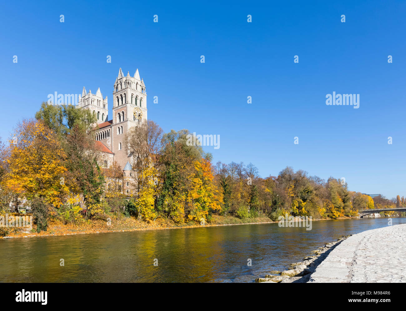 Germany, Bavaria, Munich, Isar river and St. Maximilian Stock Photo - Alamy
