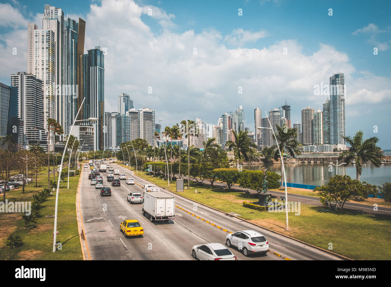Street , traffic, cars and skyline of Panama City Stock Photo - Alamy