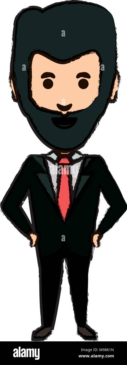 cartoon businessman with beard standing over white background, vector ...