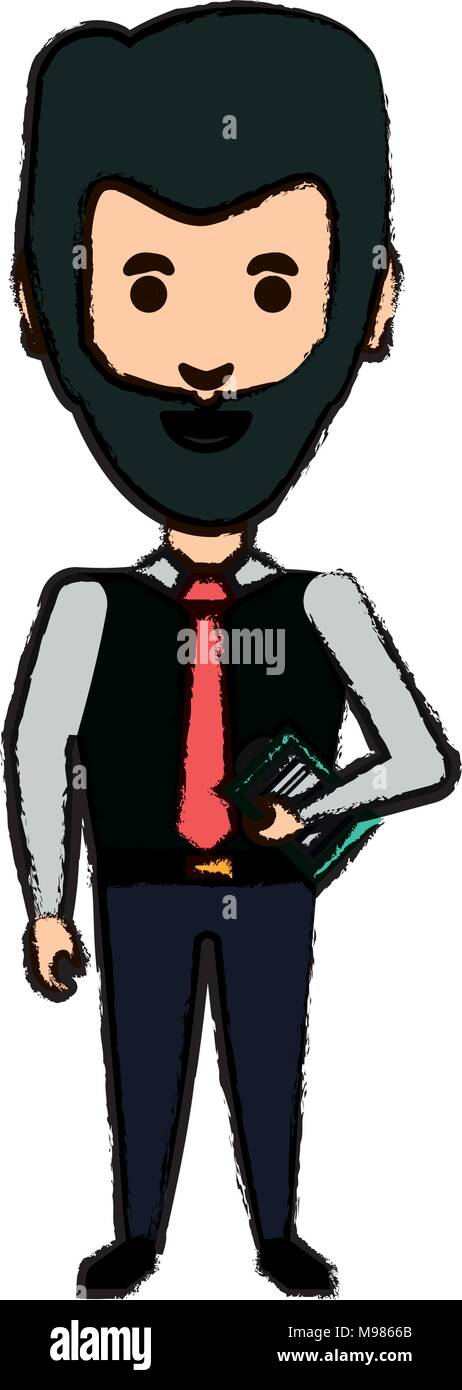 cartoon businessman with beard standing over white background, vector ...