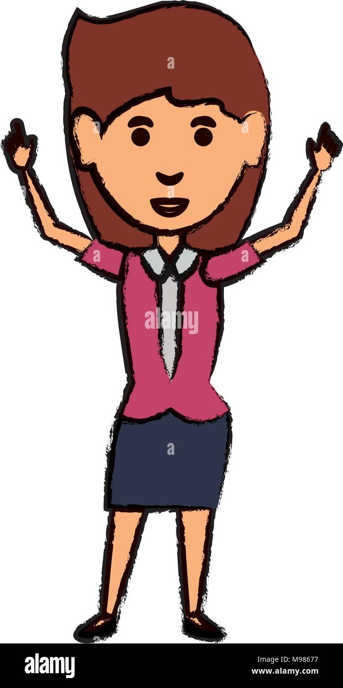 cartoon excited businesswoman icon over white background, vector ...