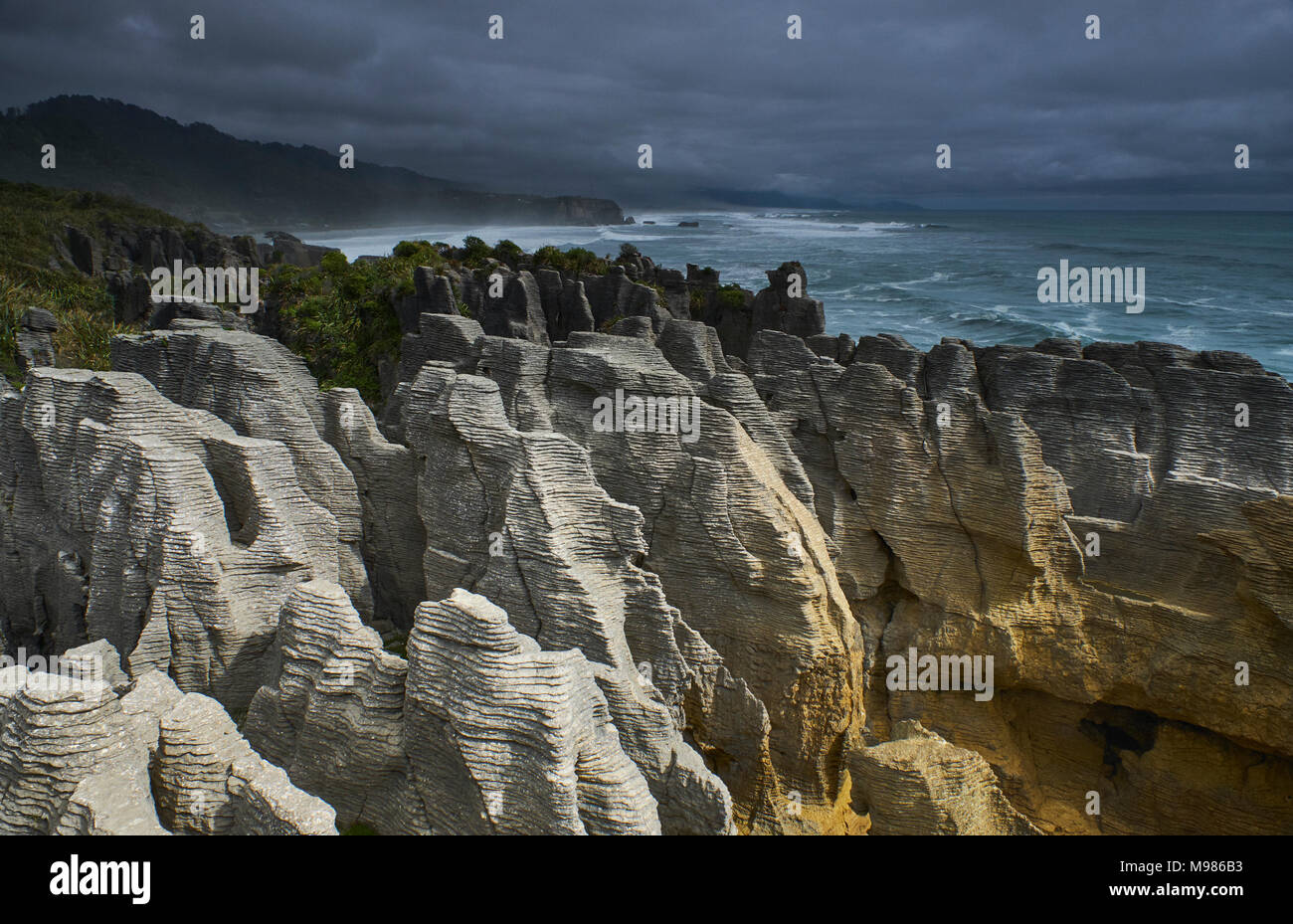 New Zealand, South Island, Westcoast, Punakaiki, Pancake Rocks Stock ...