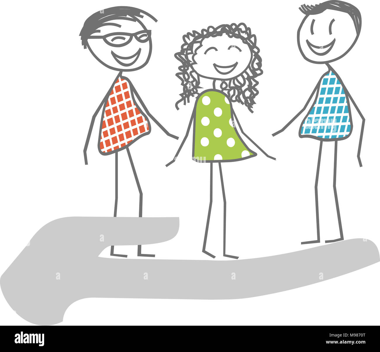 people in one hand, symbol of support, help and assistance Stock Photo ...