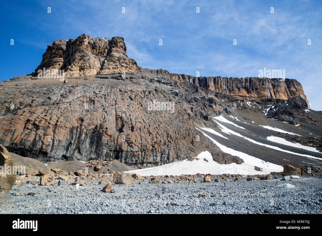 view of Brown Bluff, Antarctica, showing glacier, mountains and ice ...