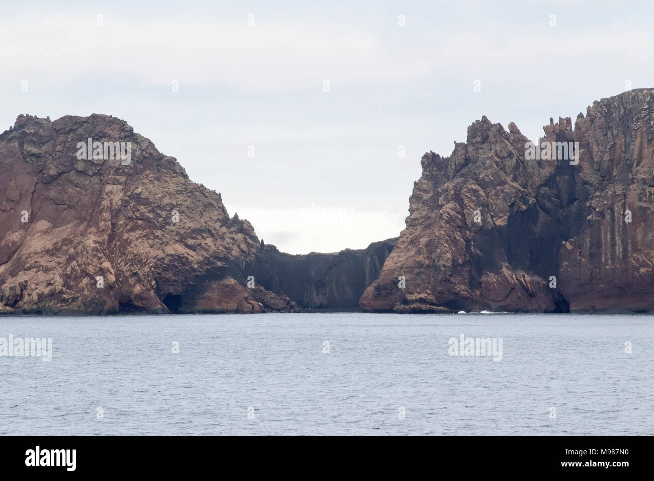 view of Deception Island, South Shetland Islands, Antarctica, showing ...