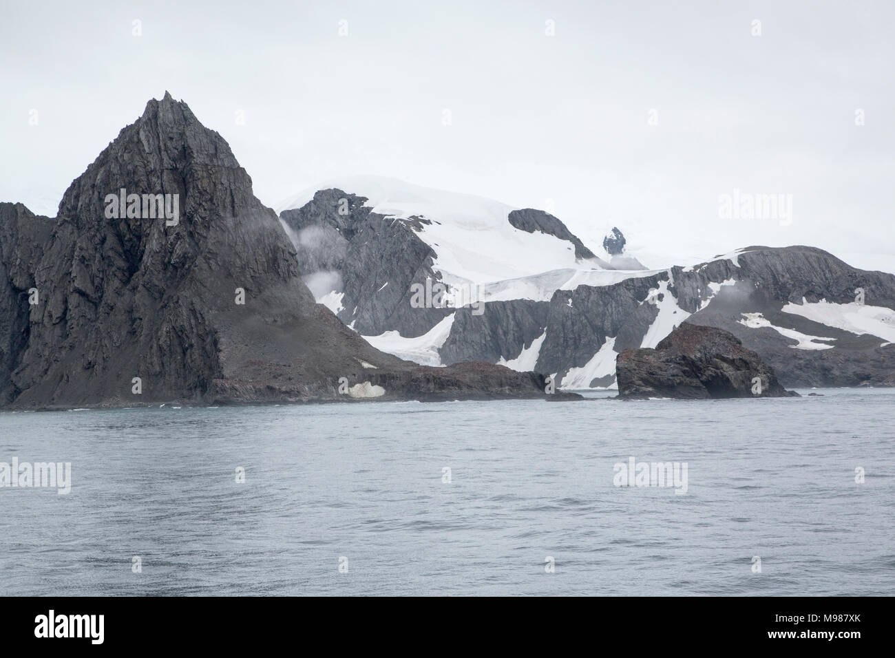 view of Elephant Island, Antarctic peninsula, Antarctica, showing ice ...