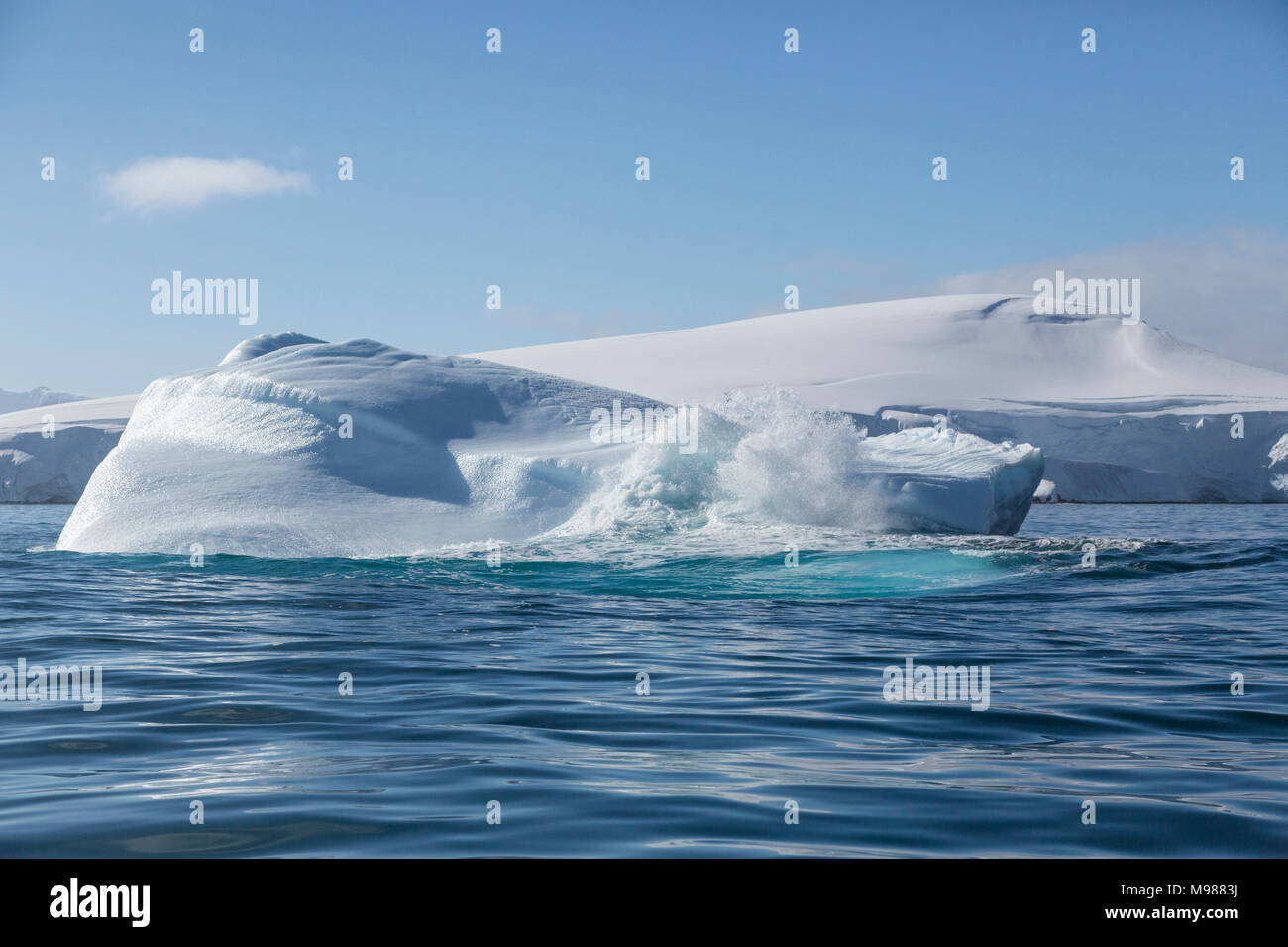 view of landscape of Fournier Bay, Antarctic peninsula, showing glacier ...