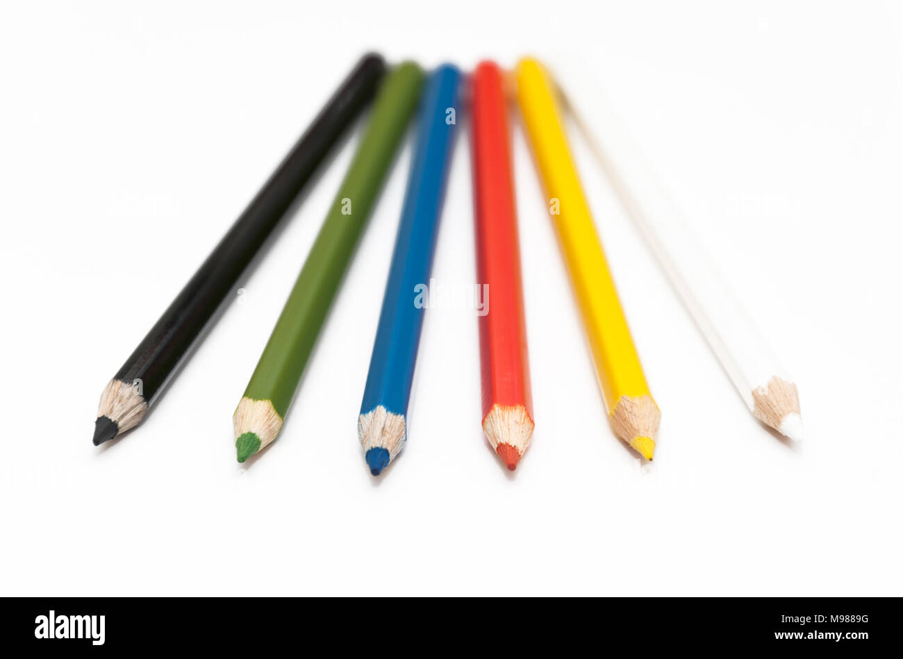 Number of colored pencils on white background Stock Photo - Alamy