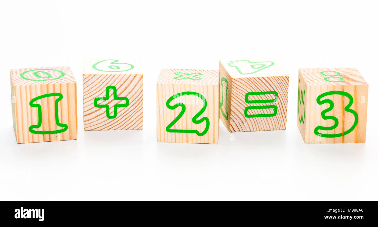 The Numbers wooden cubes isolated on white Stock Photo - Alamy