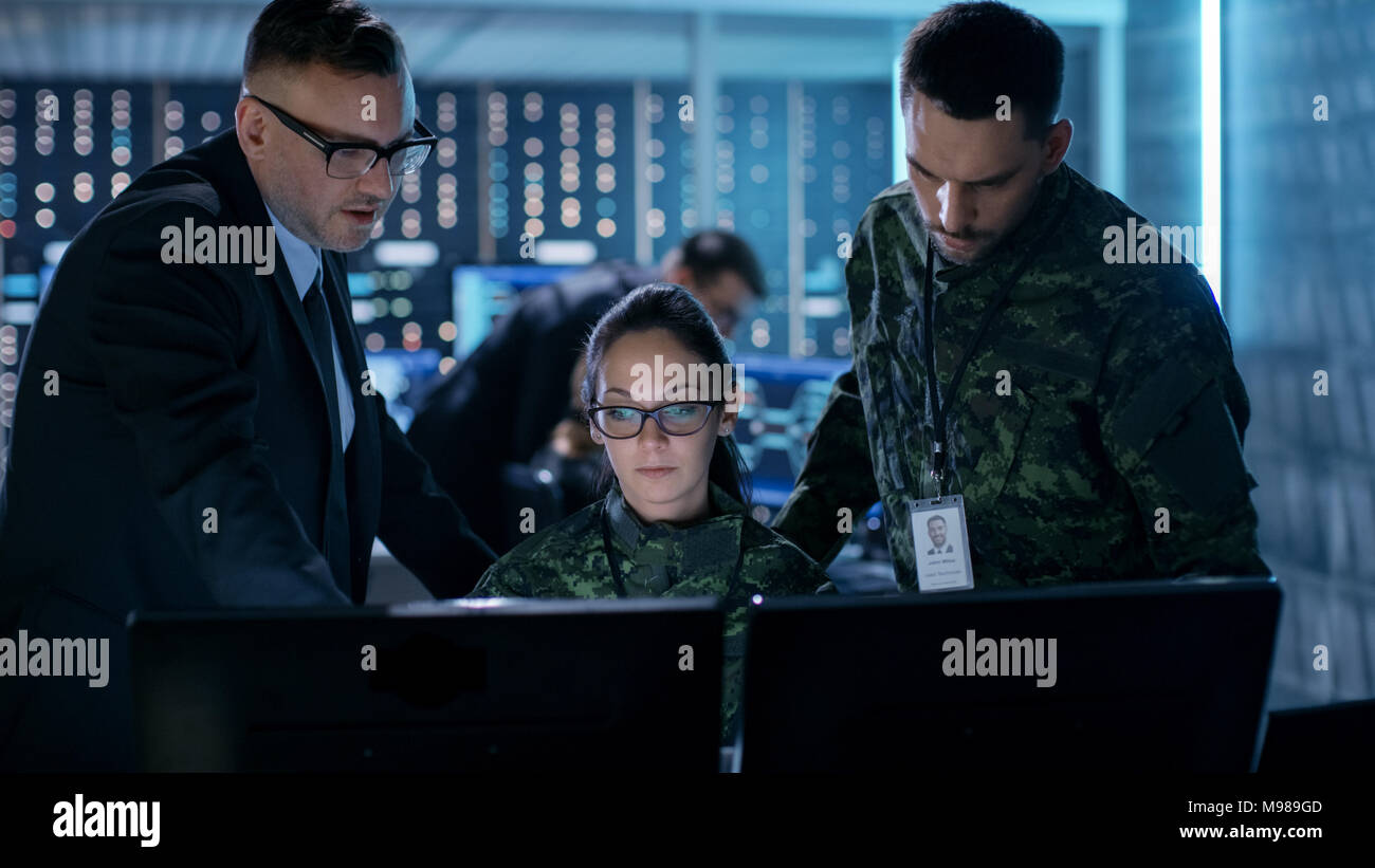 Government Surveillance Agency and Military Joint Operation. Male Agent ...