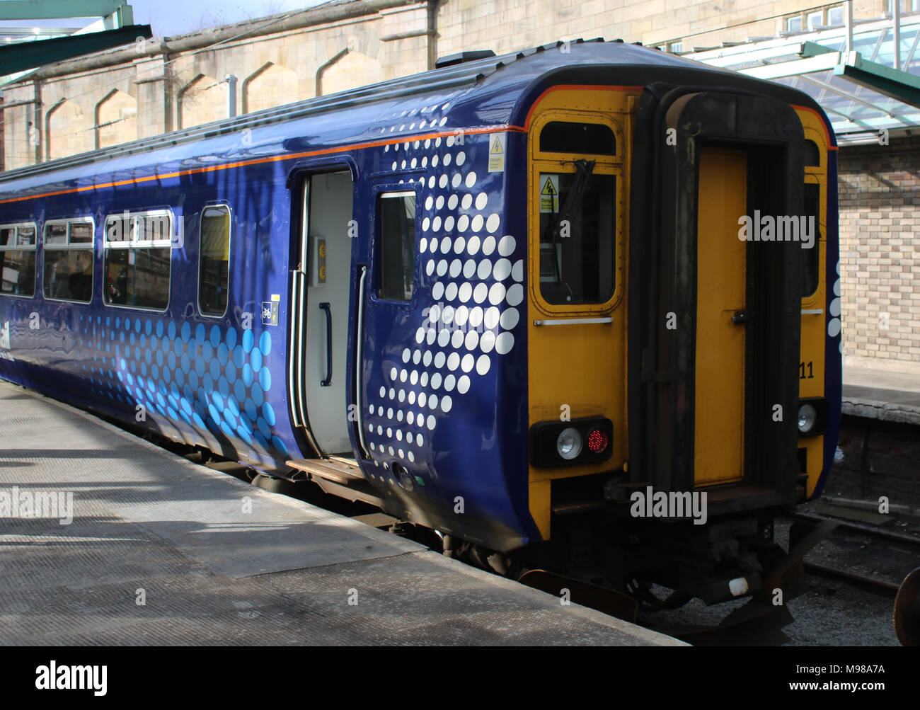 End of class 150 diesel multiple unit in Scotrail livery at bay ...